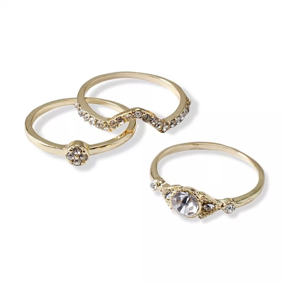 Jewelry | 7 Pcs Elegant Gold And Crystal Ring Set | Poshmark